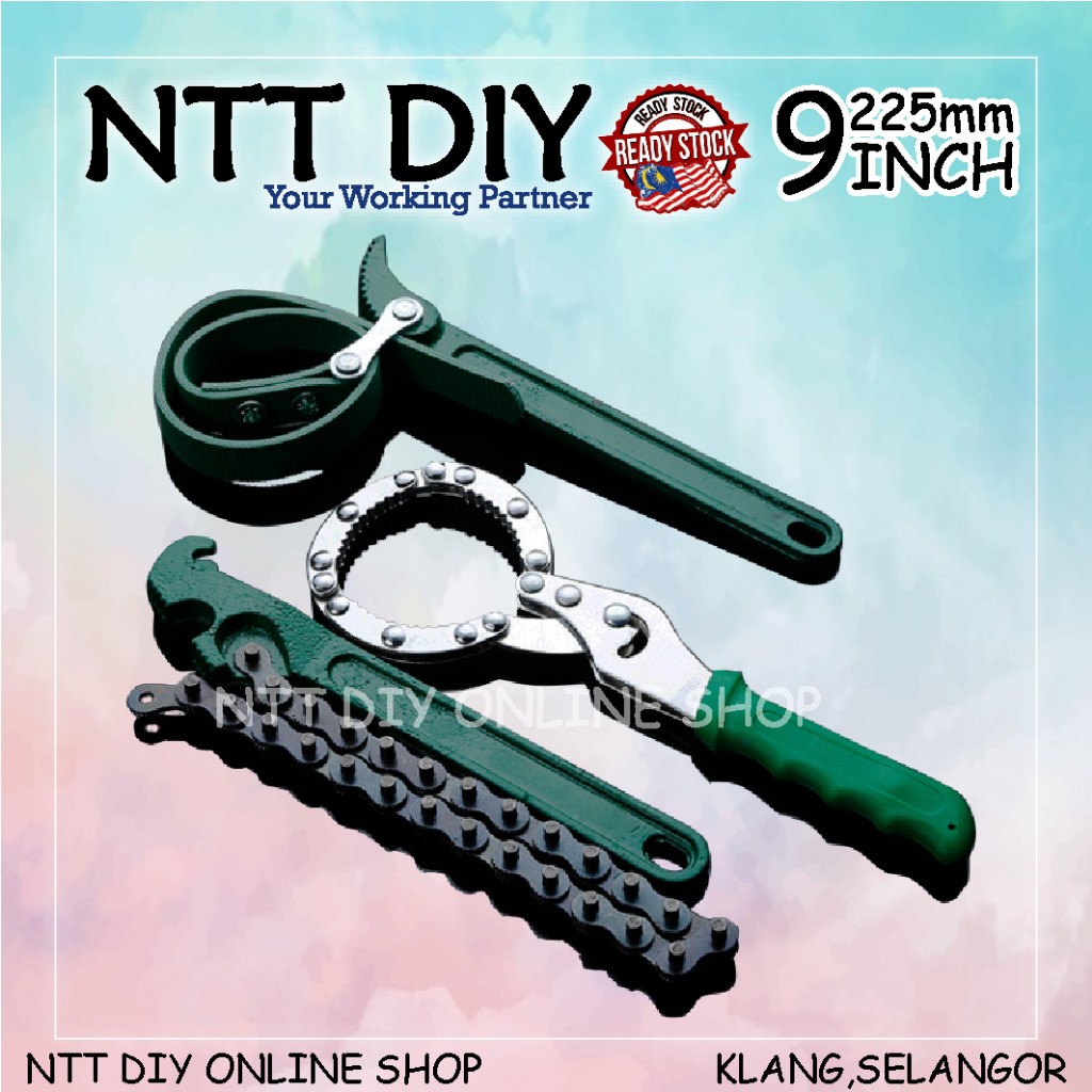 NTT DIY 9 Inch 220MM Oil Filter Chain Wrench Car Fuel Remover Tool Oil ...