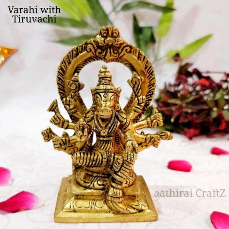 Varahi Amman - Tiruvachi IdolBrass Antique Finish The Ashta Bhuja ...