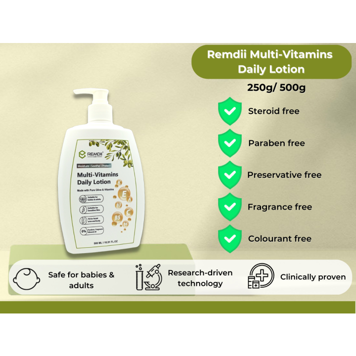 Remdii Multi-Vitamins Daily Lotion Sensitive Skin, Eczema, Moisturiser ...