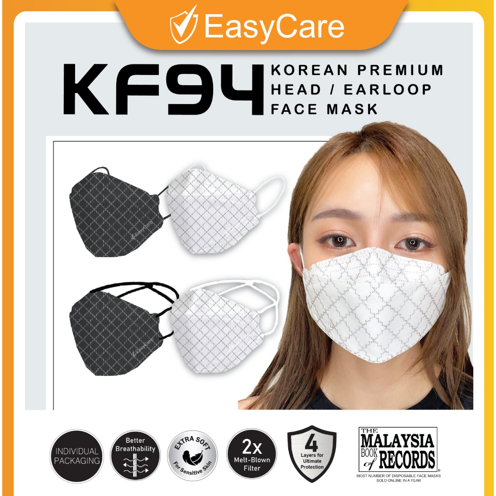 [KF94】10pcs/Pack【EASY CARE】Korea Adult Earloop Headloop KF94 Pattern ...