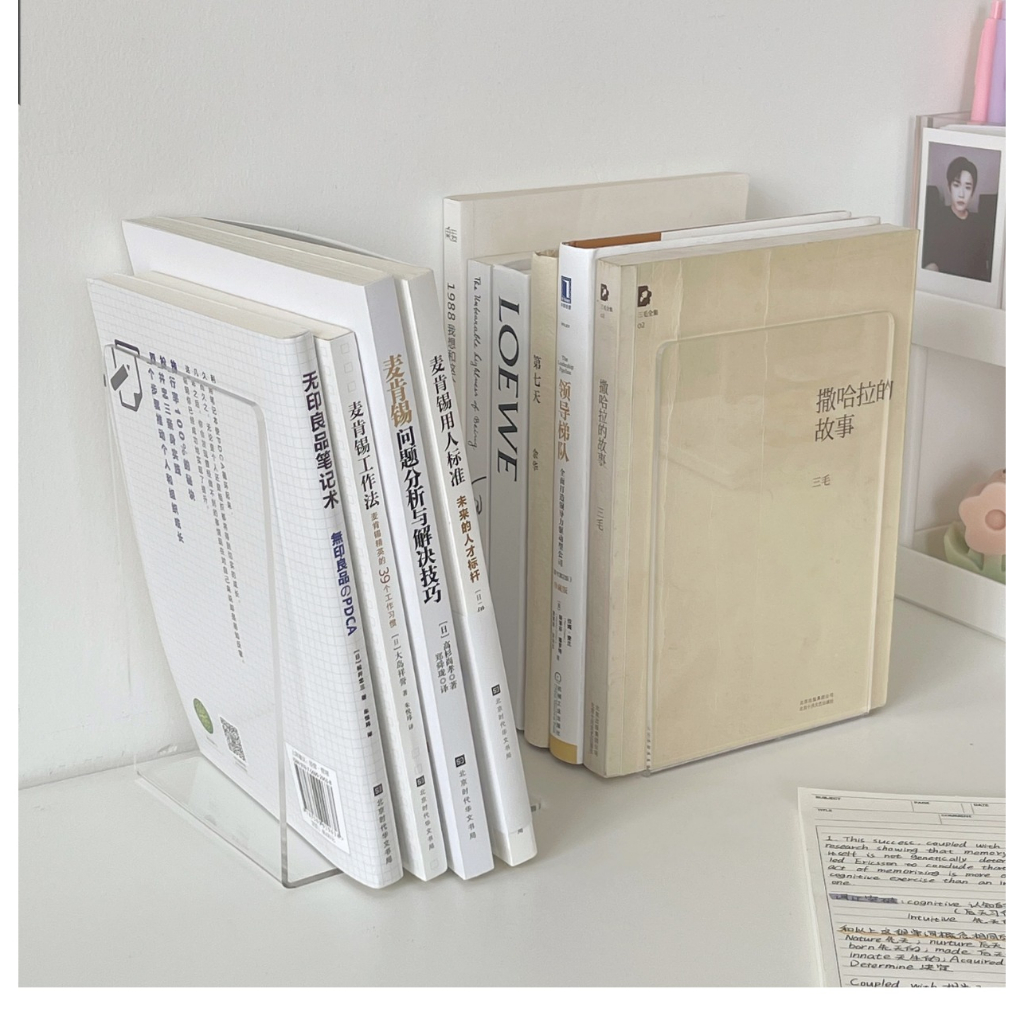 Acrylic L shape Book Stand 透明简约ins亚克力书立桌面L型立书架书本收纳整理挡板 | Shopee Malaysia