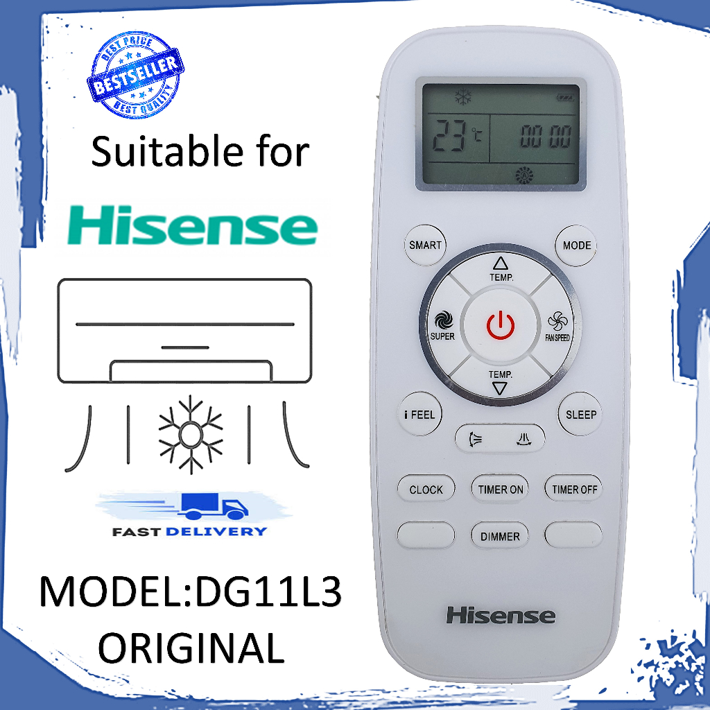 ORIGINAL HISENSE Aircond Remote Control For Aircond HISENSE DG11L3 ...