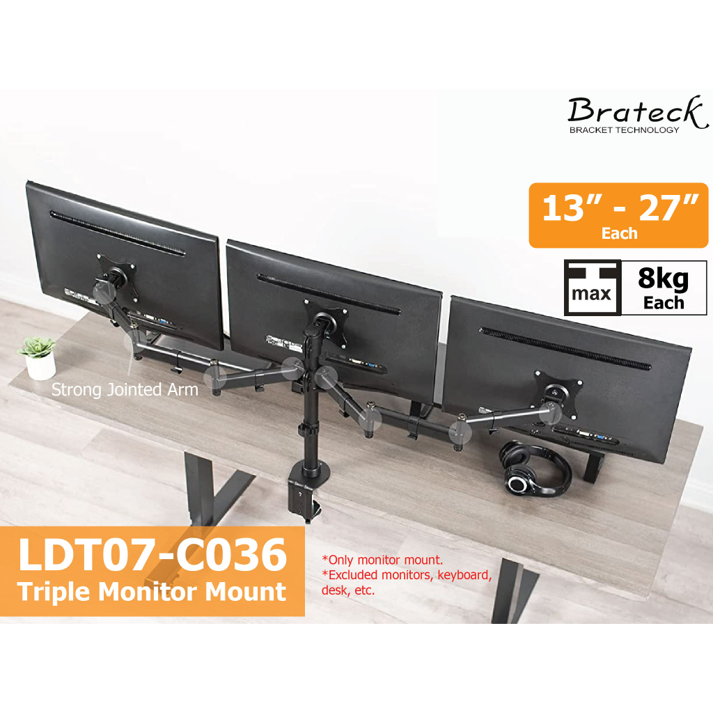 Heavy Duty 13-27 inch Triple Monitor Mount Solid Gaming Ergonomic 3 ...