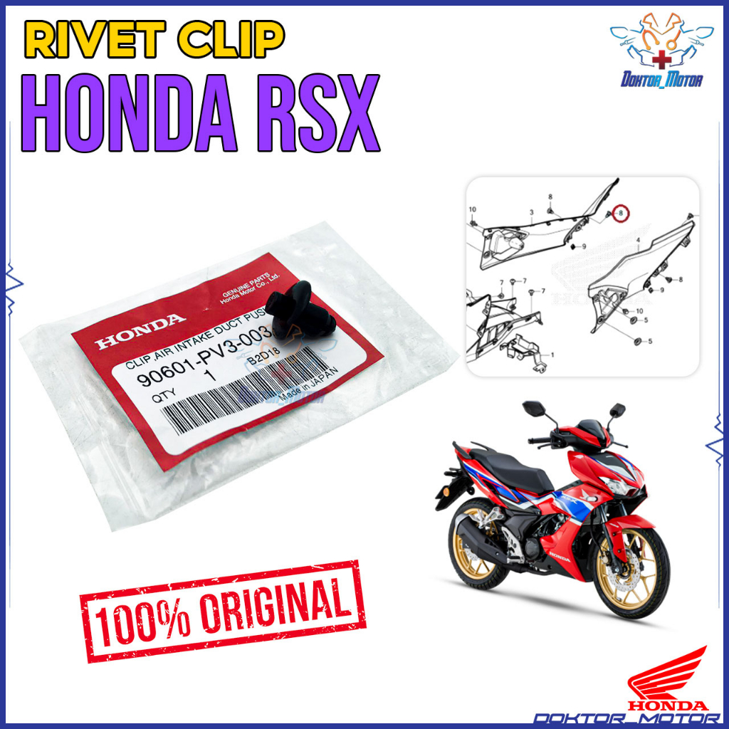 100% ORIGINAL HONDA CLIP AIR INTAKE DUCT PUSH RSX150 / CBR150R / CBR250RR RIVET CLIP 90601-PV3 ...
