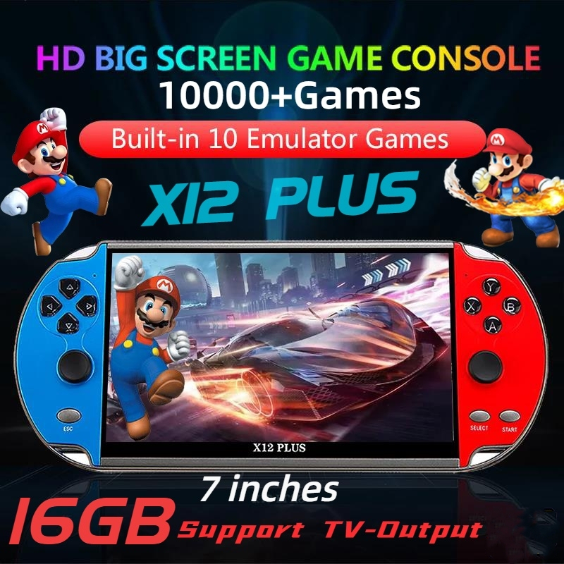 X12 Plus Handheld Game Console 7-Inch Big Screen PSP Nostalgic Game ...