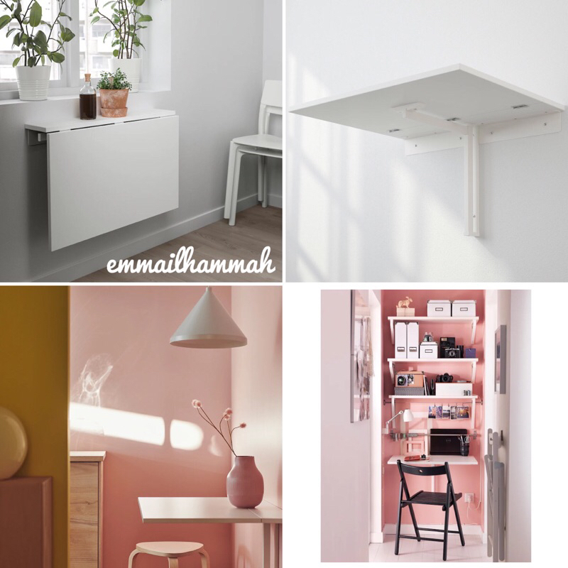 NORBERG wall mounted - drop leaf table white 74x60cm | Shopee Malaysia