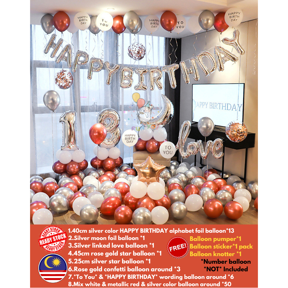 Happy Birthday Balloon All In One Set Party Decoration For Free Pump ...