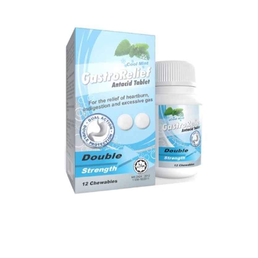 GASTRORELIEF DOUBLE STRENGTH ANTACID TABLET-Cool Mint- 12chewable ...