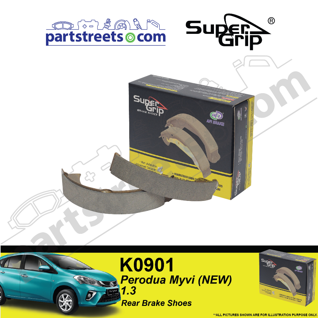 Super Grip Rear Brake Shoe - Perodua Myvi (NEW) 1.3/1.5 - K0901 (1 set) | Shopee Malaysia