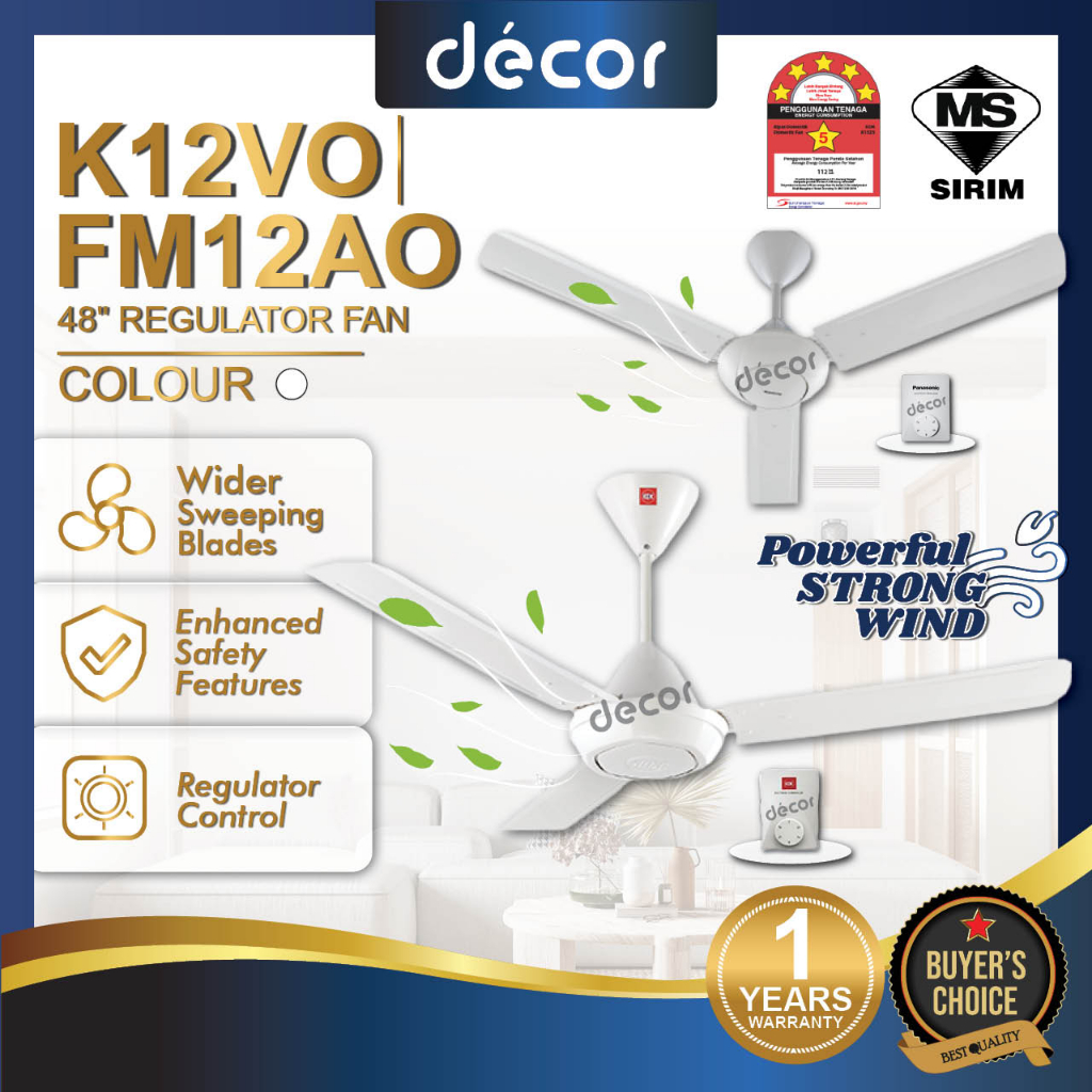 KDK Baby Fan KDK K12VO 48'' / Panasonic Ceiling Fan Panasonic FM12AO 48 ...