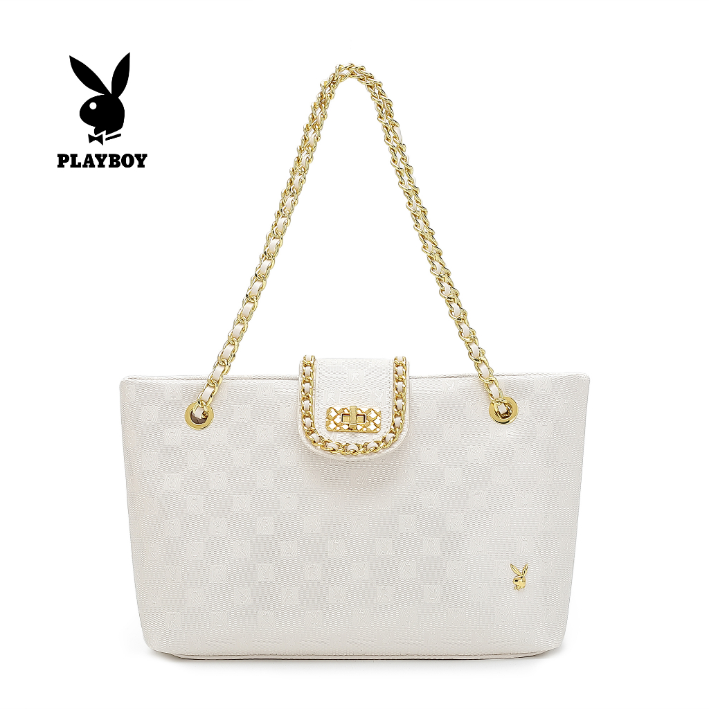 PLAYBOY Ladies Monogram Tote Bag With Chain - Multi Colour BXV 551 ...