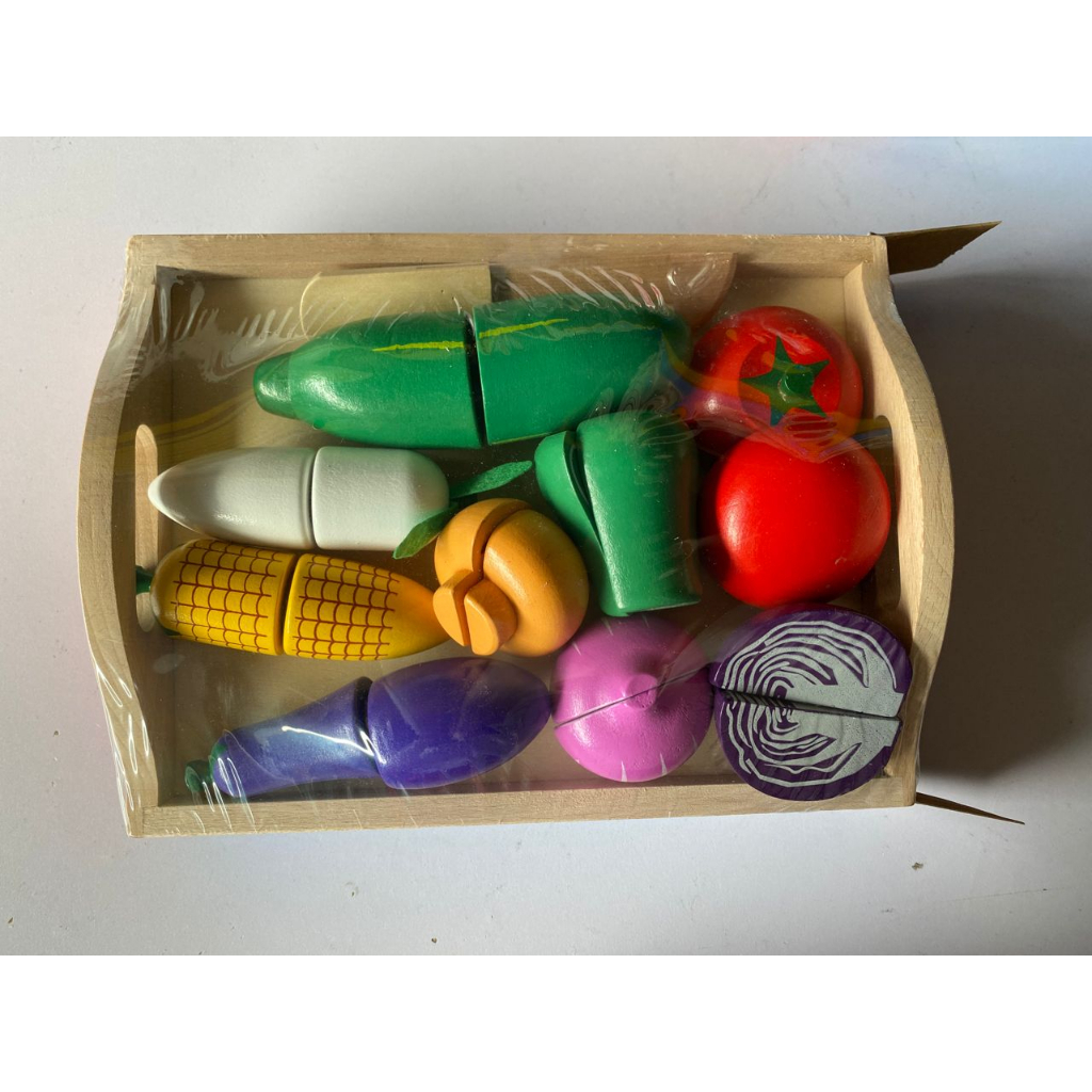 Kids Wooden Velcro Cutting Fruits and Vegetables Kitchen Toys Play Set ...