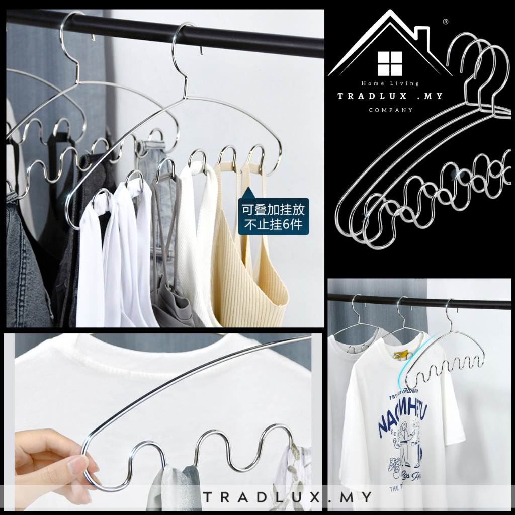 Tradlux Chrome Tank Tops Hangers Stainless Steel Closet Organizer ...