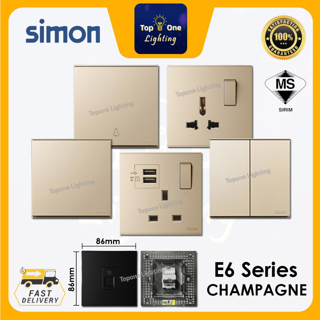 Simon E6 Series Switch / Switches & Socket Outlet (CHAMPAGNE) | Shopee ...