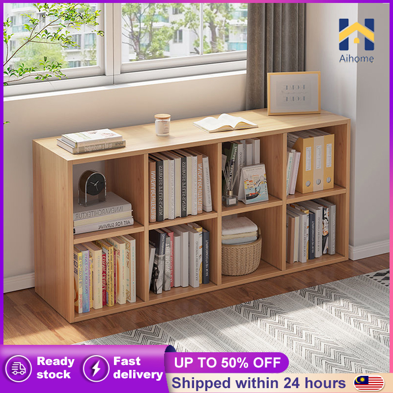 LILIMALL 8 Tier Wooden Bookshelf Multipurpose Rack Rak Buku Cabinet DIY ...