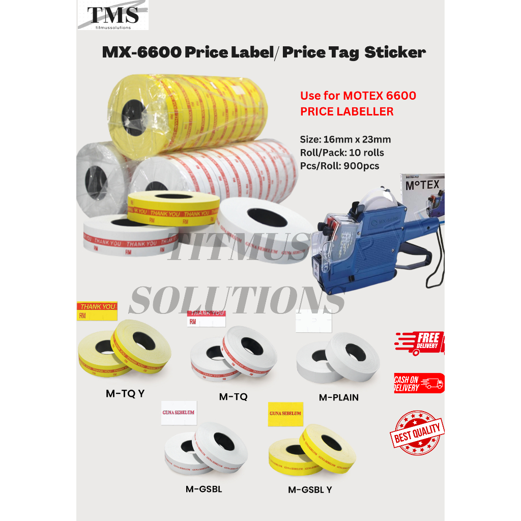 Price sticker For Motex-6600/ MX-6600/ Motex6600/ MX660Price Label Roll ...