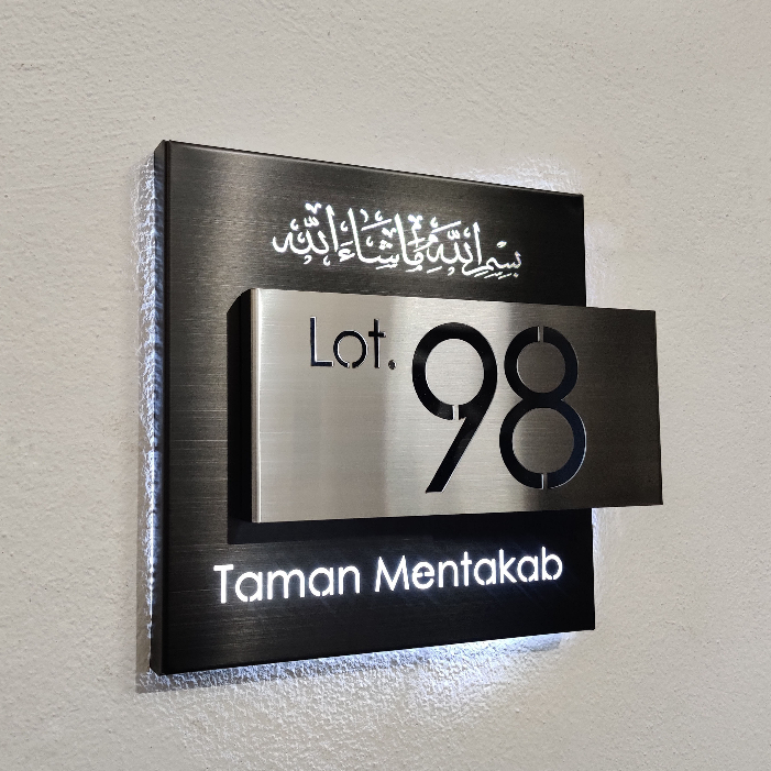 CUSTOM MADE Stainless Steel 304 Laser House Plate Address Nombor Rumah ...