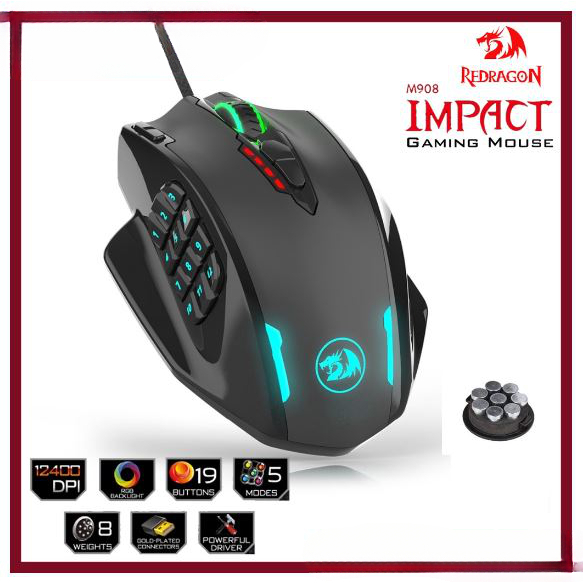 Redragon M908 Gaming Mouse Adjustable DPI With Programmable Buttons ...