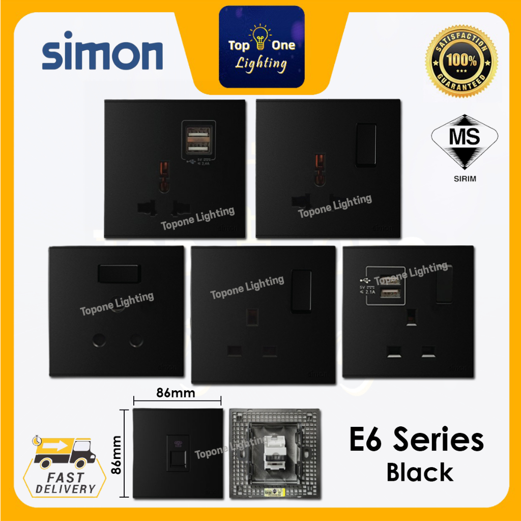 Simon E6 Series Switch / Switches & Socket Outlet (BLACK) | Shopee Malaysia
