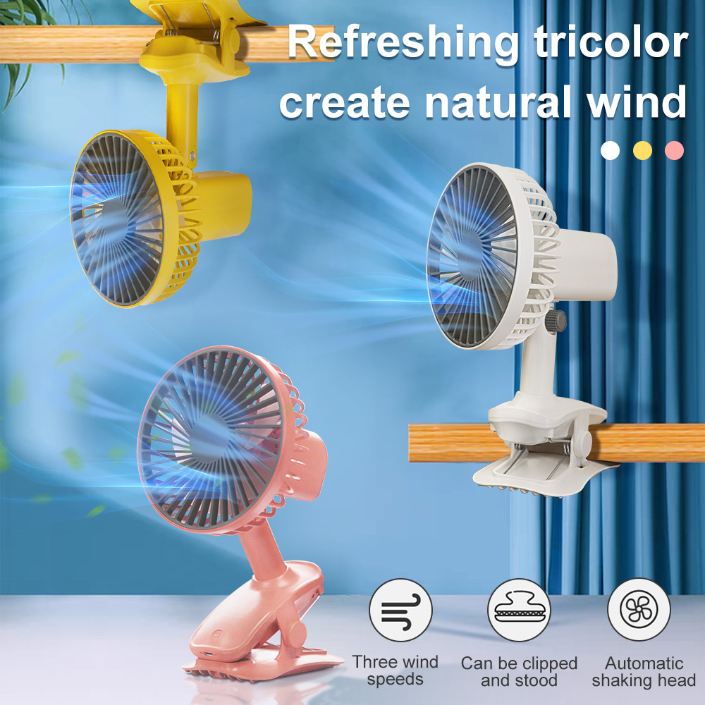 Auto-rotate Mini Table USB Charging Fan Small Kipas Clip Hand Cooling ...