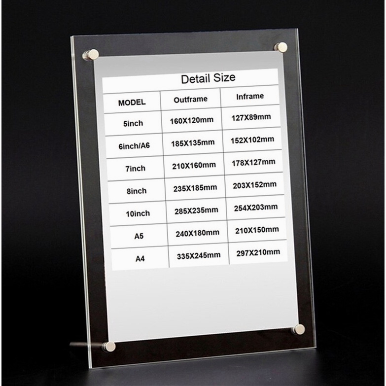 5inch/A5/A4 Acrylic Photo Frame with Stand Certificate Camp Poster ...