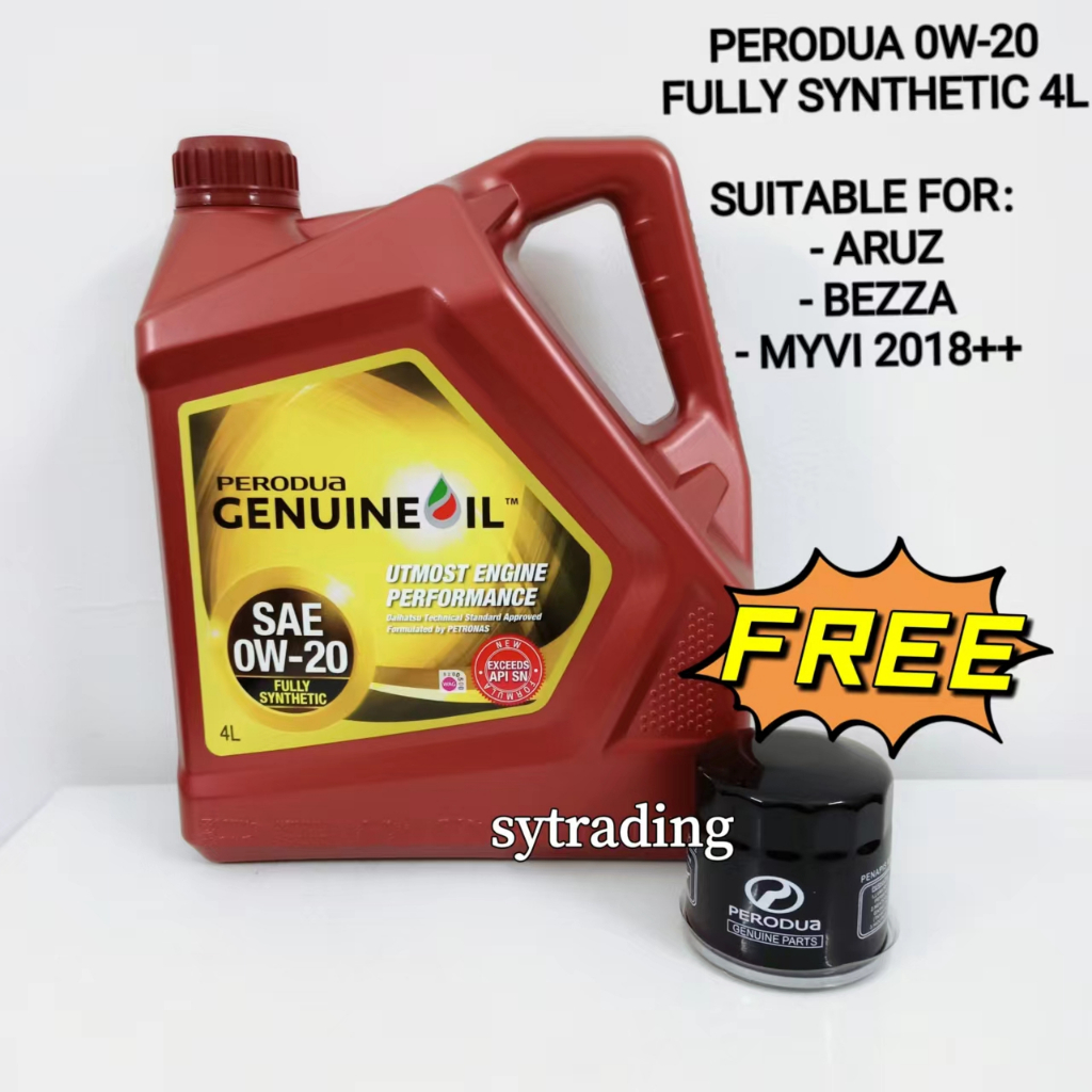 New Packing Perodua 0W-20 Fully Synthetic Engine Oil 0W20 4L+FREE ...