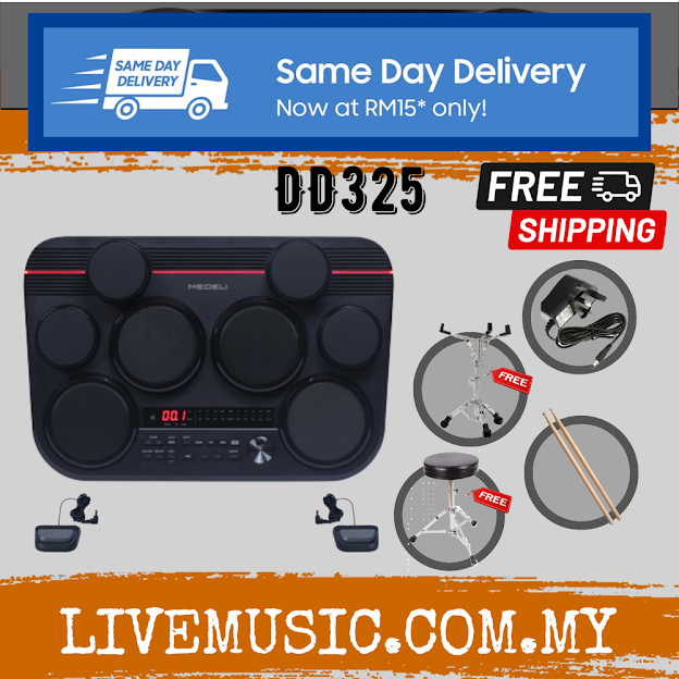 Medeli DD325 Portable Digital Drum w/Drumstick And Adapter ( DD 325 ...