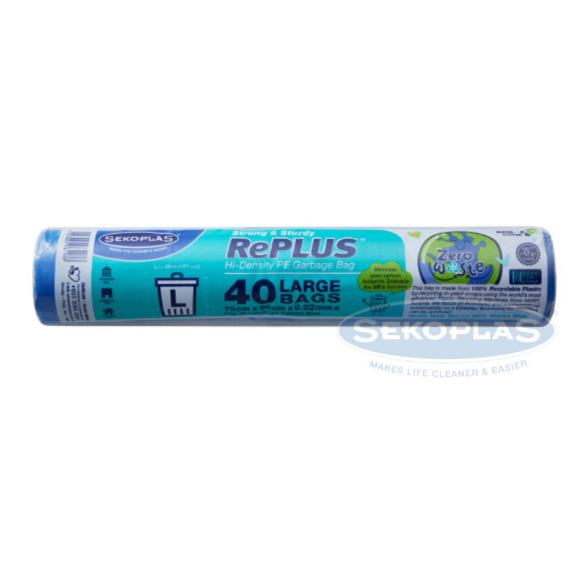 Sekoplas RePLUS HDPE Garbage Bag - L (40 Pcs x 15 Rolls) | Shopee Malaysia