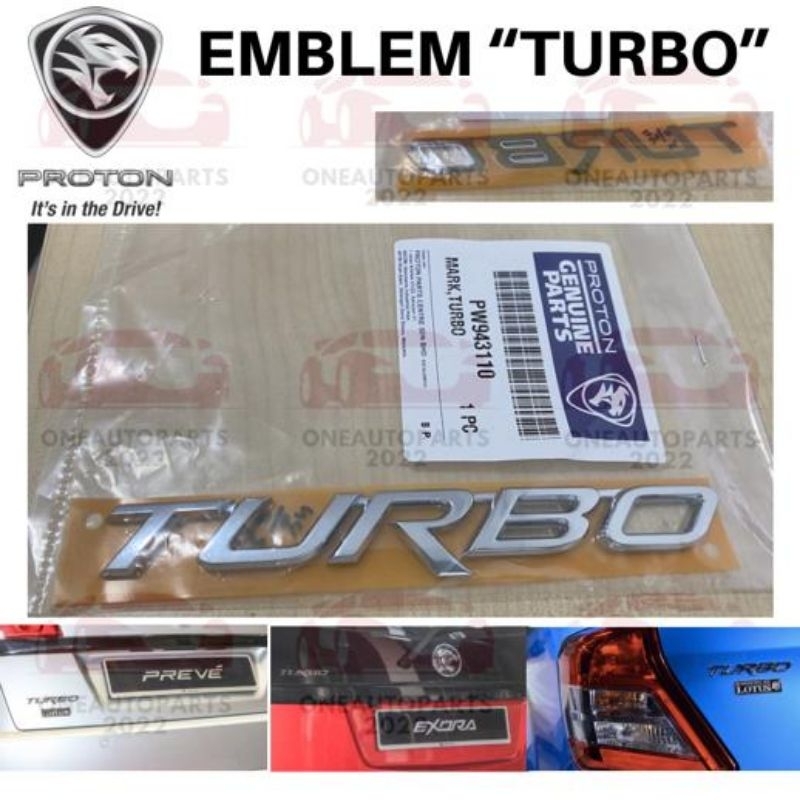 [ORIGINAL PROTON PARTS] EMBLEM LOGO CHROME MARK "TURBO" 1 PIECE PROTON ...