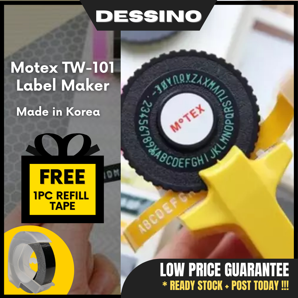 DESSINO MOTEX LABEL MAKER TW - 101 / LABEL REFILL TWT - 9 (9mm x 3m ...