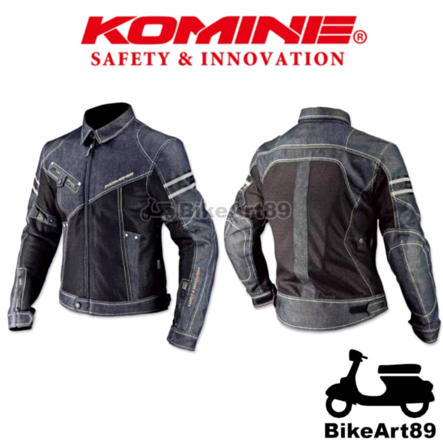 Jacket KOMINE JK006 Waterproof Fashion Denim Mesh Motorcycle Riding Jacket Lady & Men Wanita ...