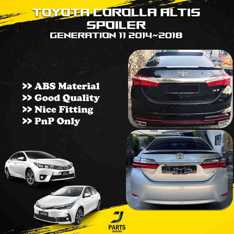 Toyota Corolla Altis M4 Sport Spoiler 2014~2018 Gen11Bonnet Spoiler ...