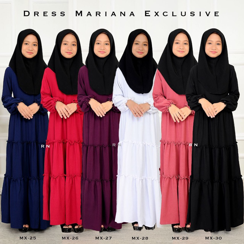 Mariana Dress Kids Gaun Labuh Kembang Budak Perempuan Jubah Hitam Putih ...