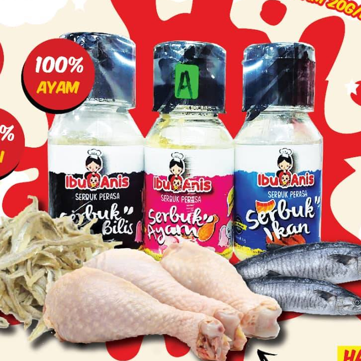 ibu anis serbuk perasa 3 in 1 protein - set a (chicken/bilis/fish ...