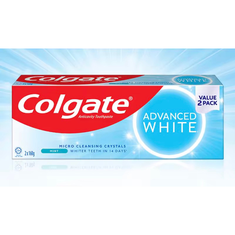 Colgate Advanced White Whitening Toothpaste Valuepack (160g x 2) | colgate toothpaste | Shopee ...