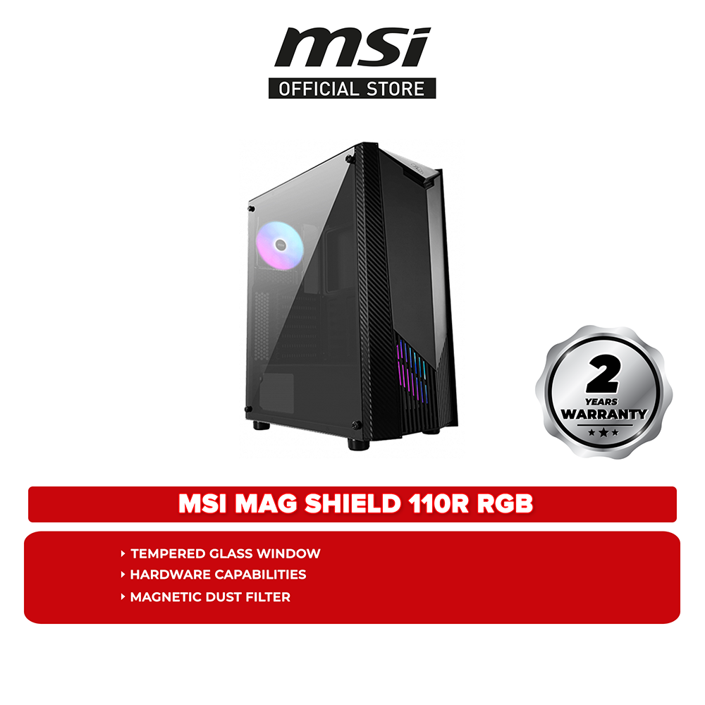 MSI MAG SHIELD 110R RGB Mid Tower ATX Gaming CPU Desktop Casing ...