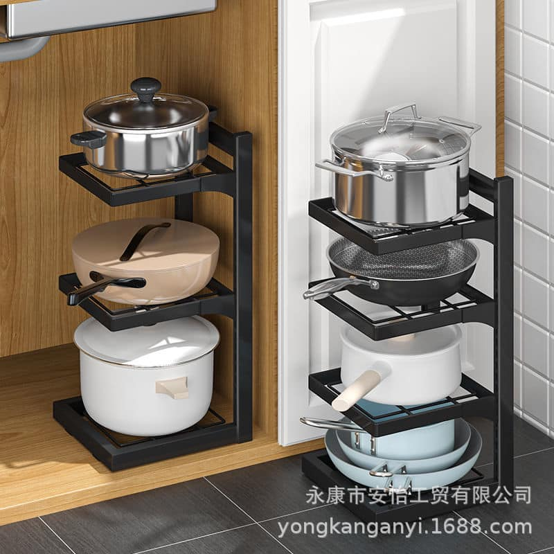 Adjustable Pot and Pan Rack 3-4 Tiers Multipurpose Storage Shelf for ...
