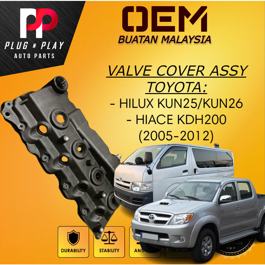 TOYOTA HILUX KUN25 / KUN26 , HIACE KDH200 [2005~2012] VALVE COVER ASSY QUALITY PRODUCT READY ...
