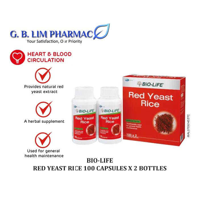 Bio-Life Red Yeast Rice 100 CAPSULES ONE OR 2 BOTTLES (EXP: 31-MARCH ...