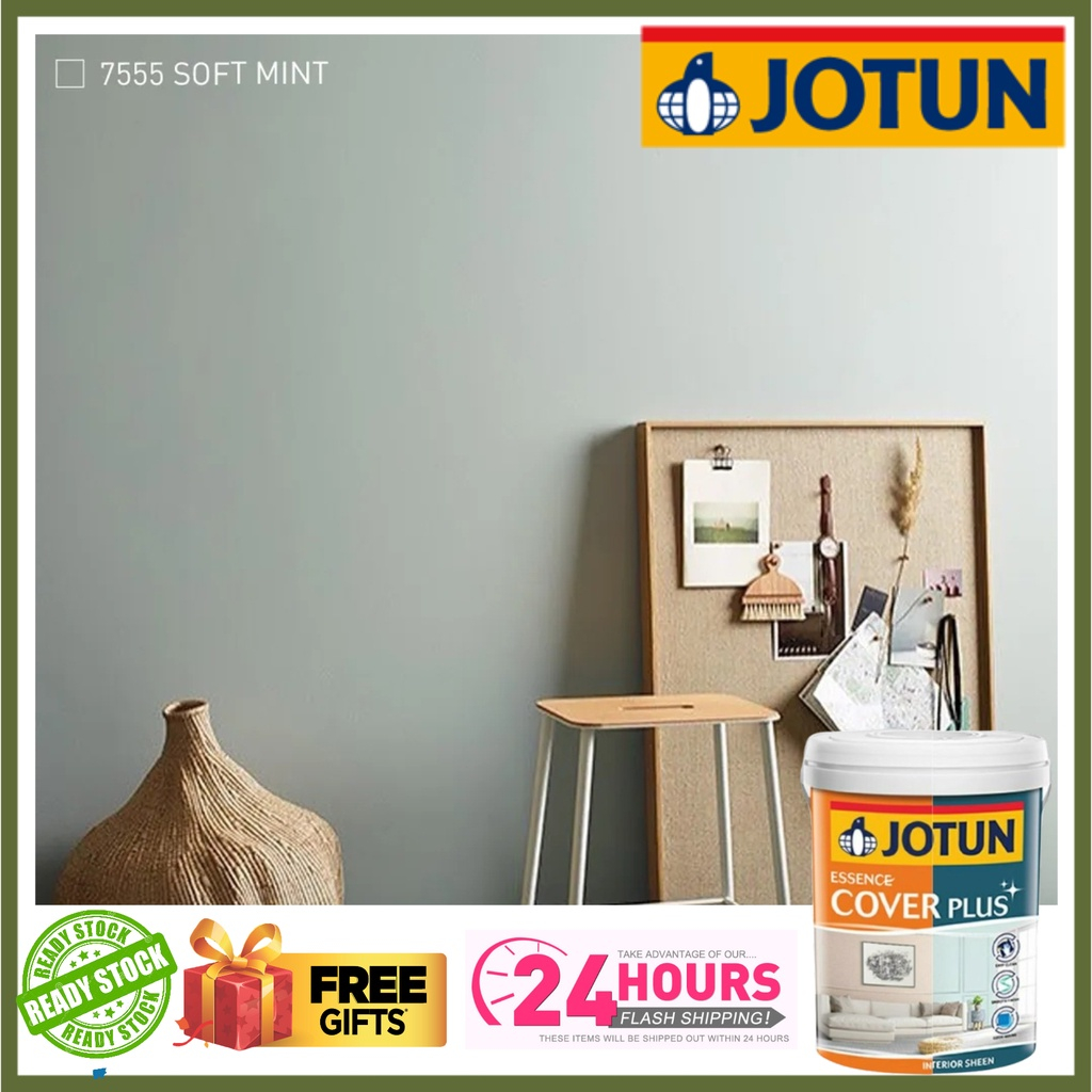 JOTUN 5L 7555 SOFT MINT ESSENCE COVER PLUS SHEEN & MATT/INTERIOR WALL PAINT /CAT BOLEH CUCI ...