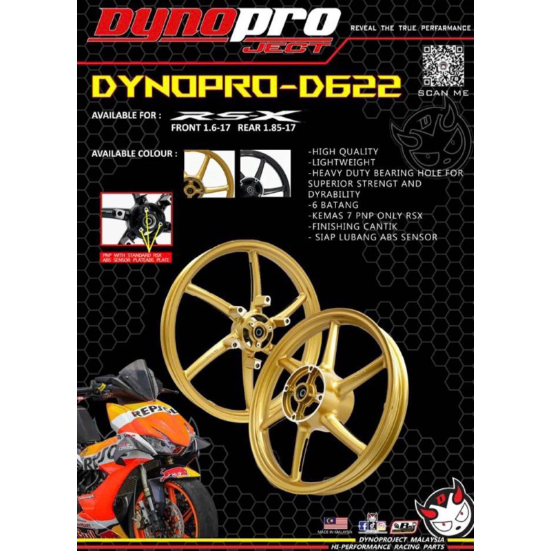 DYNO PRO DYNOPRO ENKEI HONDA RSX150 Rs150 16/185 D622 6LEG SPORT RIM ...