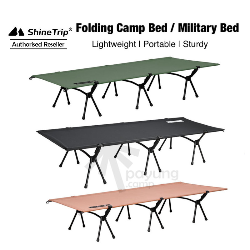 SHINETRIP Folding Camp Bed Dual Way Adjustable UltraLight Military ...