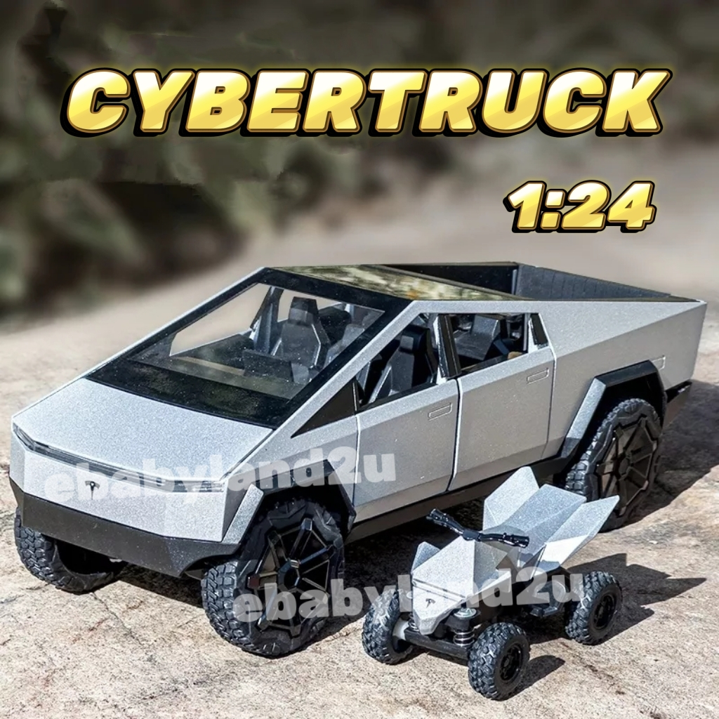 Die Cast Tesla Cybertruck Scale 1:24 Pull Back With Light And Sounds ...
