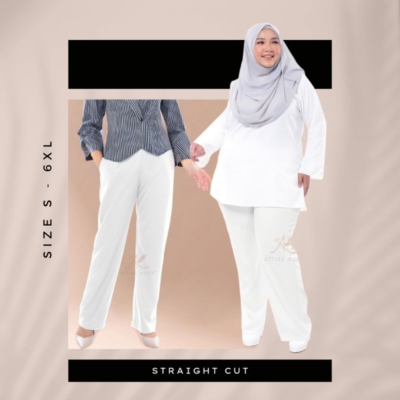 (S-6XL) STRAIGHT CUT WOMEN SELUAR SLACK WANITA KERJA LONG PANTS ...