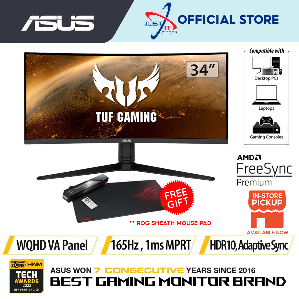 ASUS TUF GAMING VG34VQL1B 34" VA WQHD 165HZ 1MS HDR400 FREESYNC PREMIUM ...