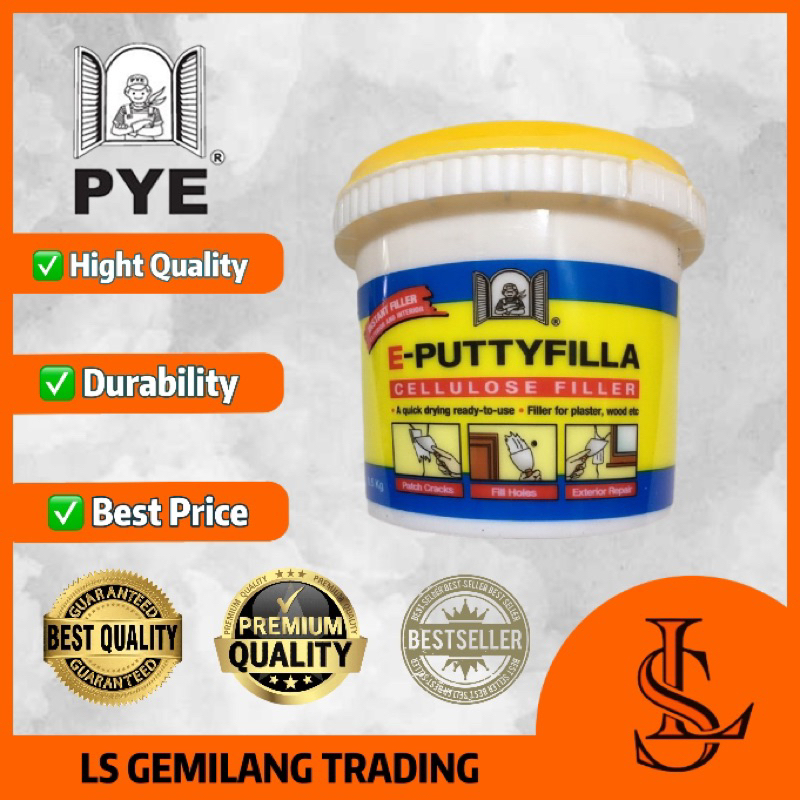 0.5KG / 1.5KG (NEW PACKING) PYE WALL PUTTY FILLA WHITE CELLULOSE FILLER ...