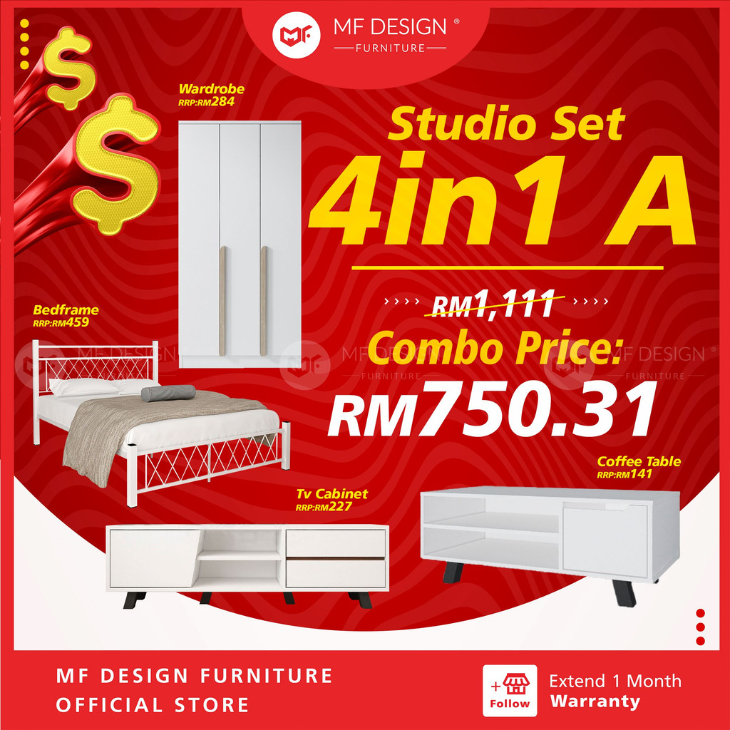 [Bundle Deal] MF DESIGN Studio Bundle 4in1 A wardrobe chest drawer bed ...