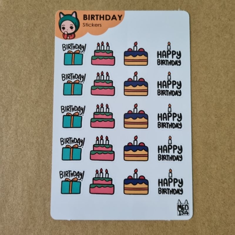 Icon Sticker Sheet (Birthday)| stickers for journal scrapbook planner ...