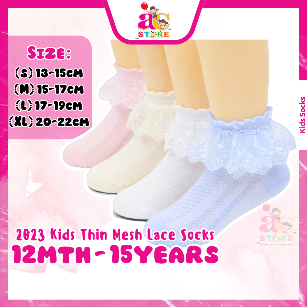 AC- (13cm-22cm) Baby Girl Kids Lace Socks Princess Socks 1-12Y Stokin ...