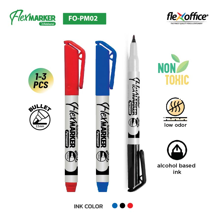 FlexOffice FlexMarker Slim Permanent Marker - Blue/Black/Red (1 Pc) FO ...